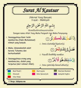 Juz Amma Tajwid Surat Al Kausar Ayat 1-3 Latin dan Terjemah
